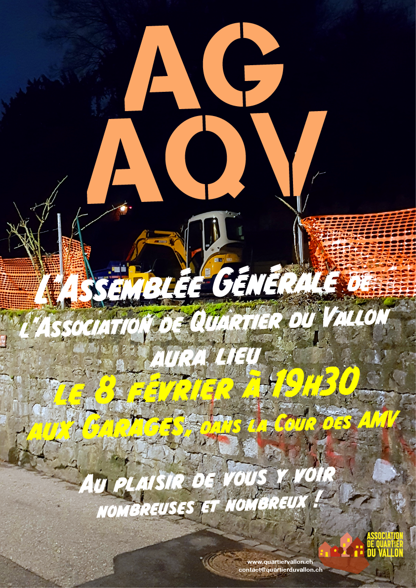 Assemblée Générale de l’AQV – Association Quartier du Vallon – Lausanne